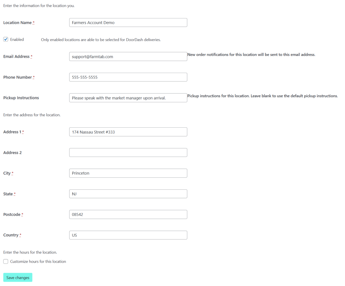 Multiple locations for DoorDash delivery - FarmTab