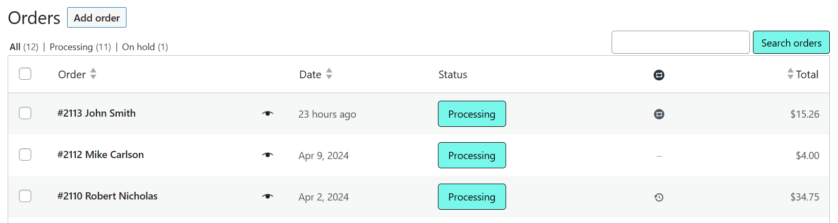 Recent Orders - FarmTab